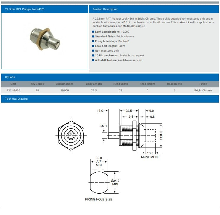 RADIAL PIN PLUNGER LOCK 4361 – B K Services